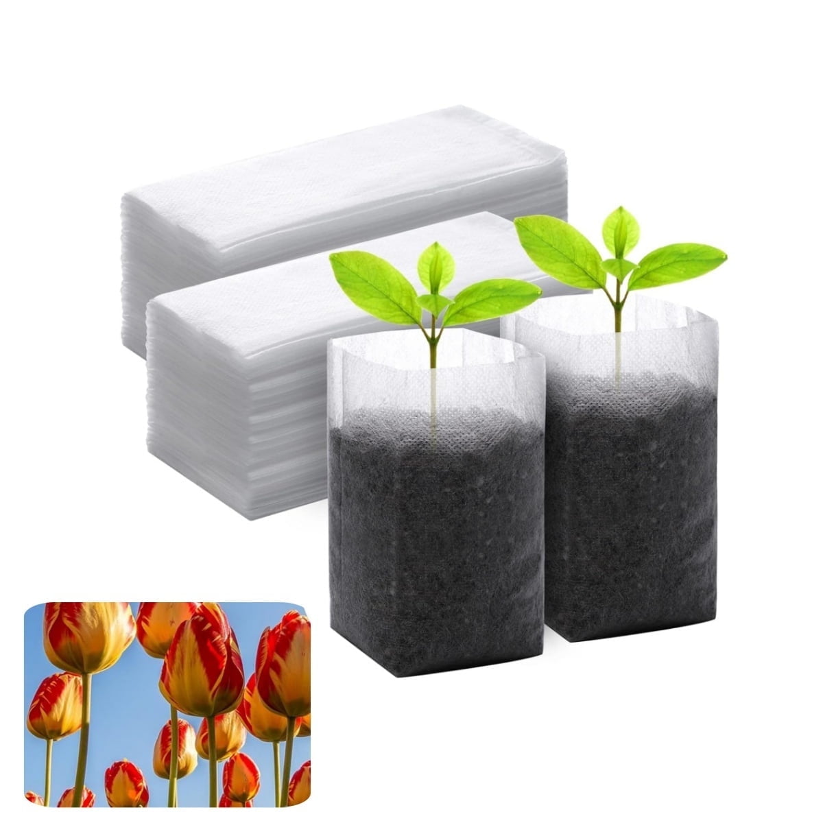 Nursery Growing Bags,QZS Non-Woven Plant Seeding Grow Bags,200Pack ...