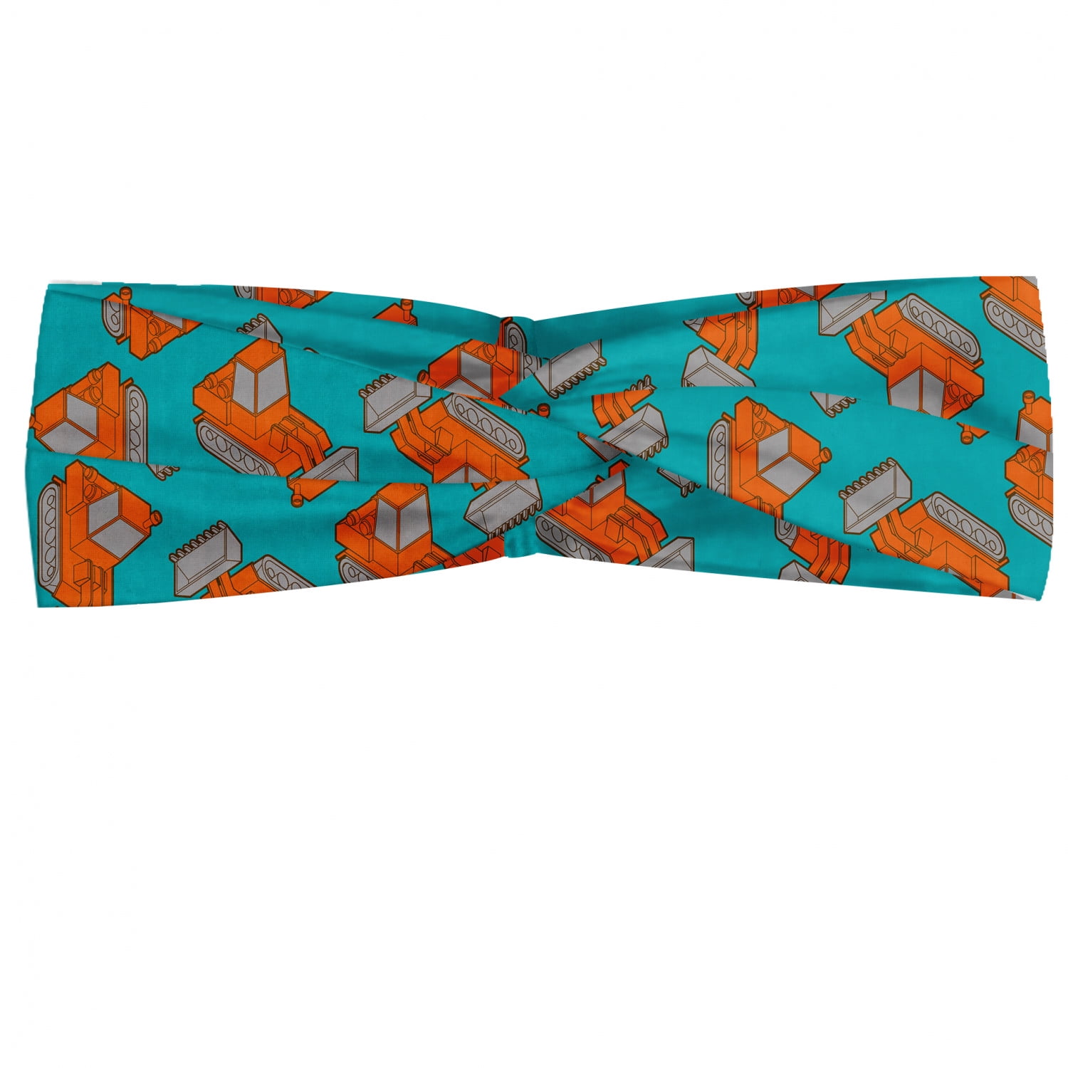 Nursery Headband, Cartoon Tractor Trucks Construction Bulldozer Digger ...