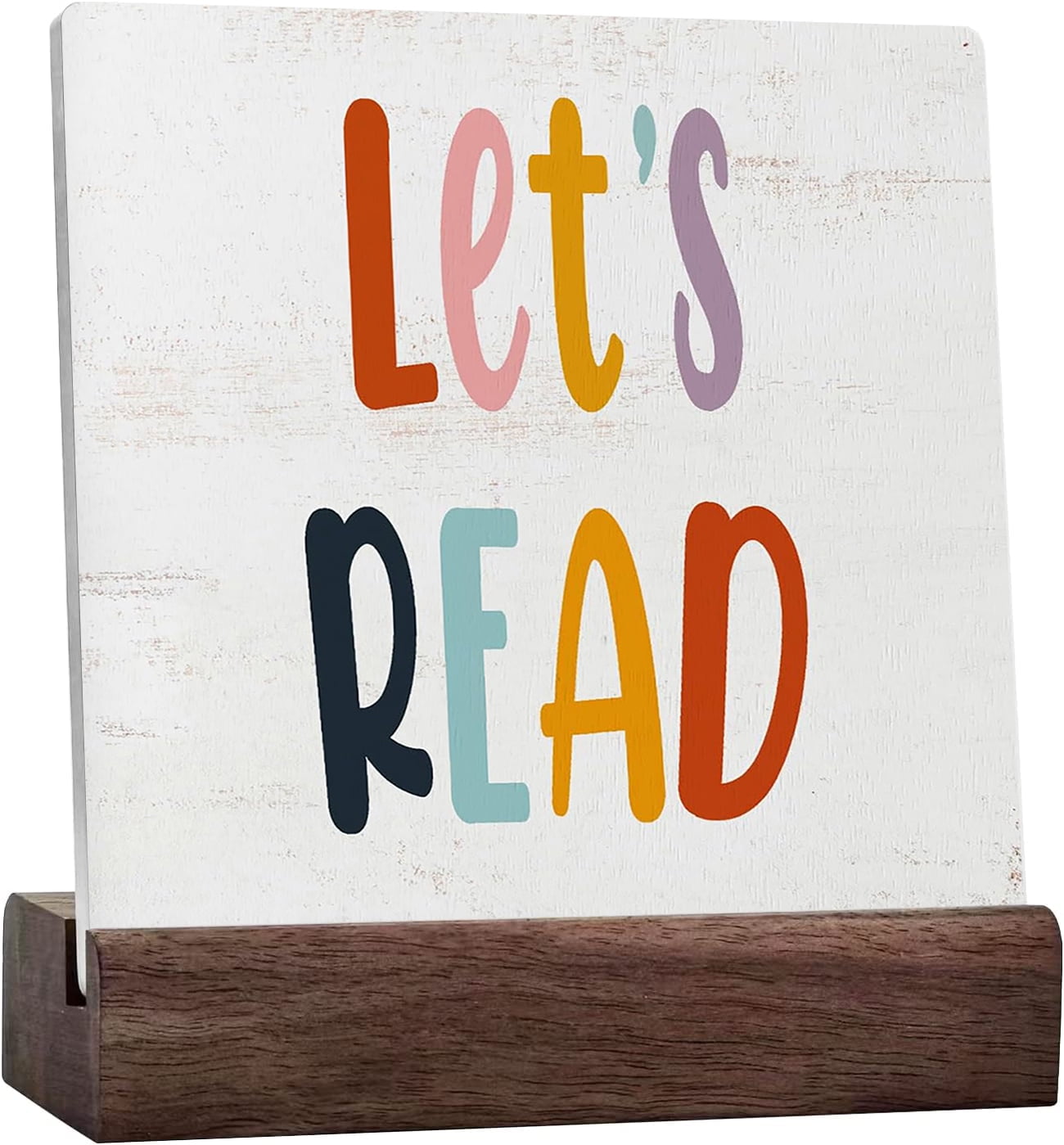 Nursery Let's Read Ceramic Table Sign Desk Decor,Boho Reading Wooden ...