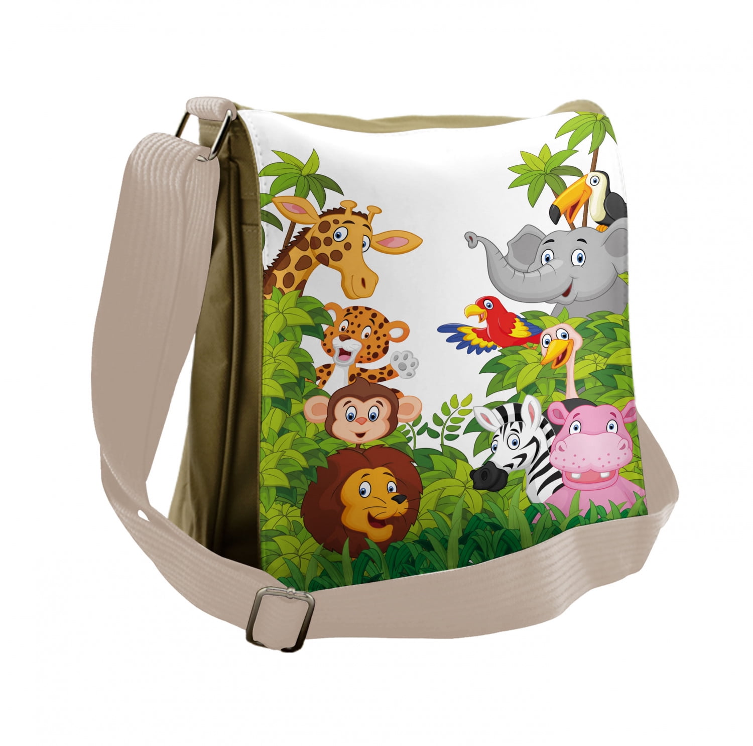 Nursery Messenger Bag, Cartoon Zoo Mascots, Unisex Cross-body, by ...