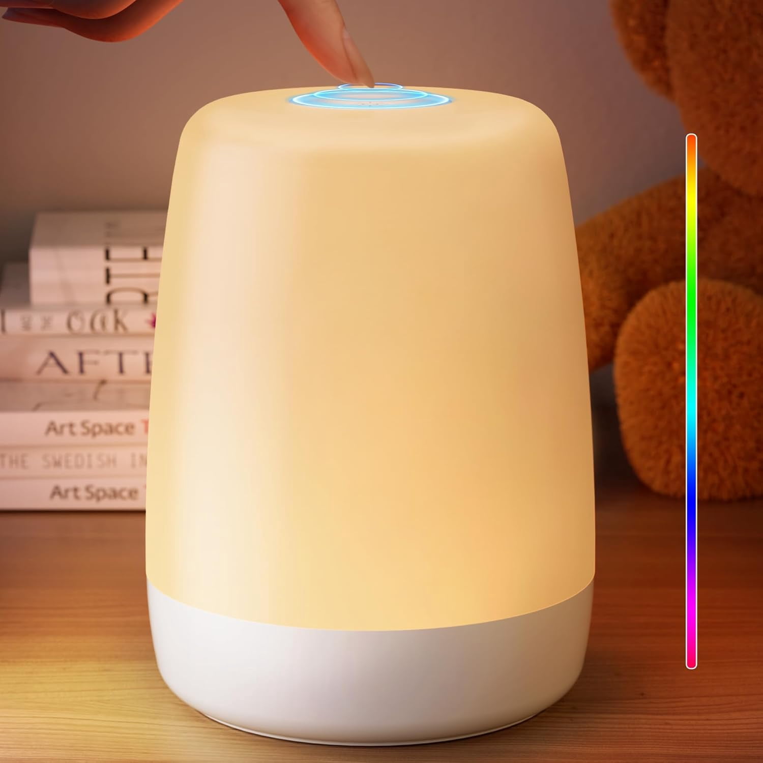 Nursery Night Light, Touch Bedside Lamp Rechargeable, RGB Color ...