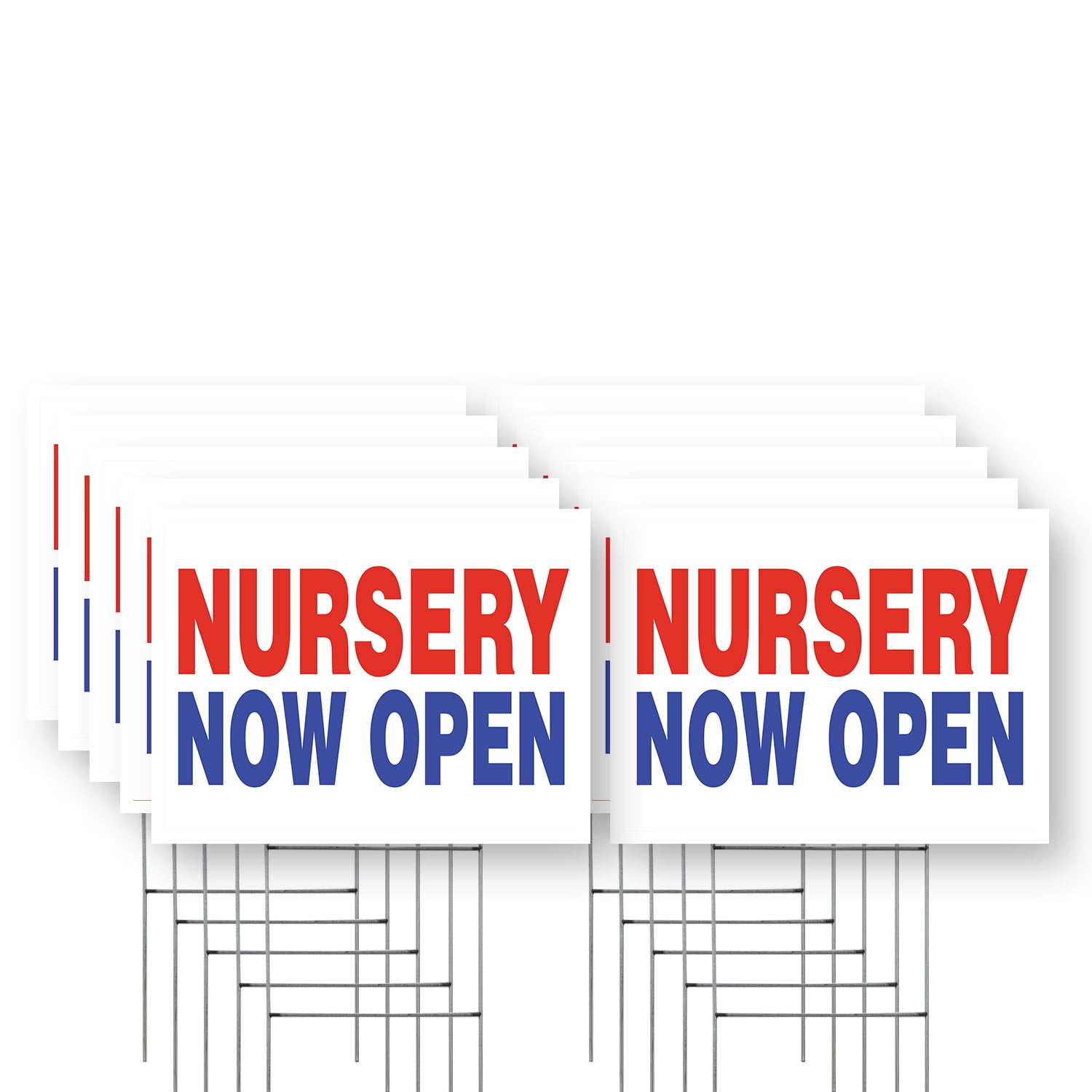 Nursery Now Open Yard Sign 10 Pack of 12 Inch x 16 Inch Double Sided ...