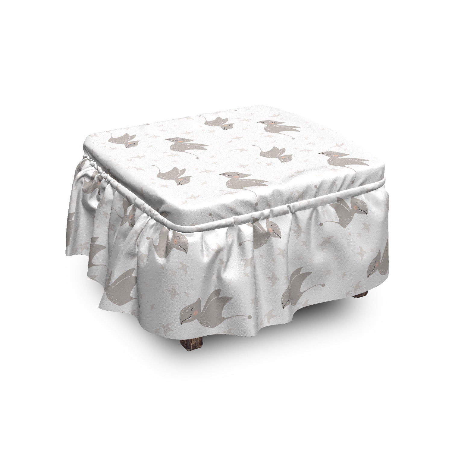 Nursery Ottoman Cover, Happy Flying Little Dinos, 2 Piece Slipcover Set ...