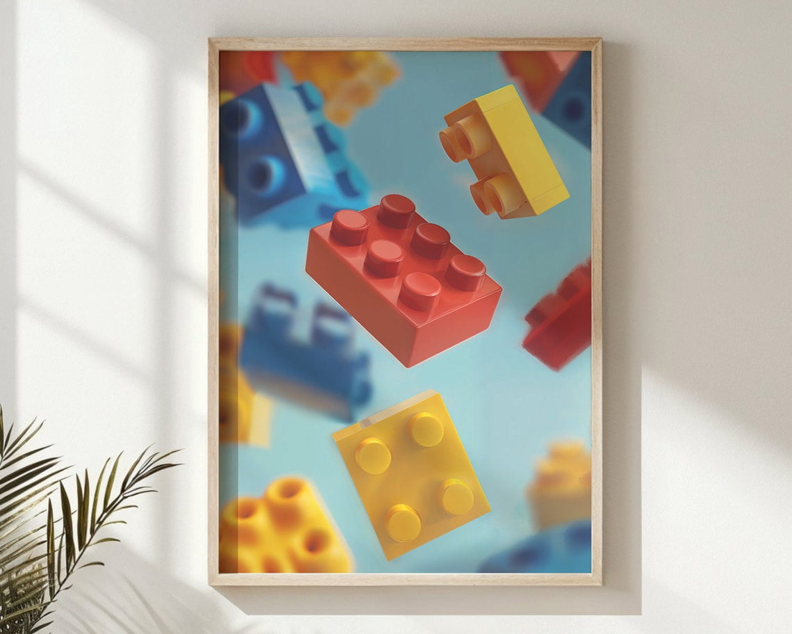 Nursery Playful Building Blocks Colorful Kids Wall Art UNFRAMED PAPER ...