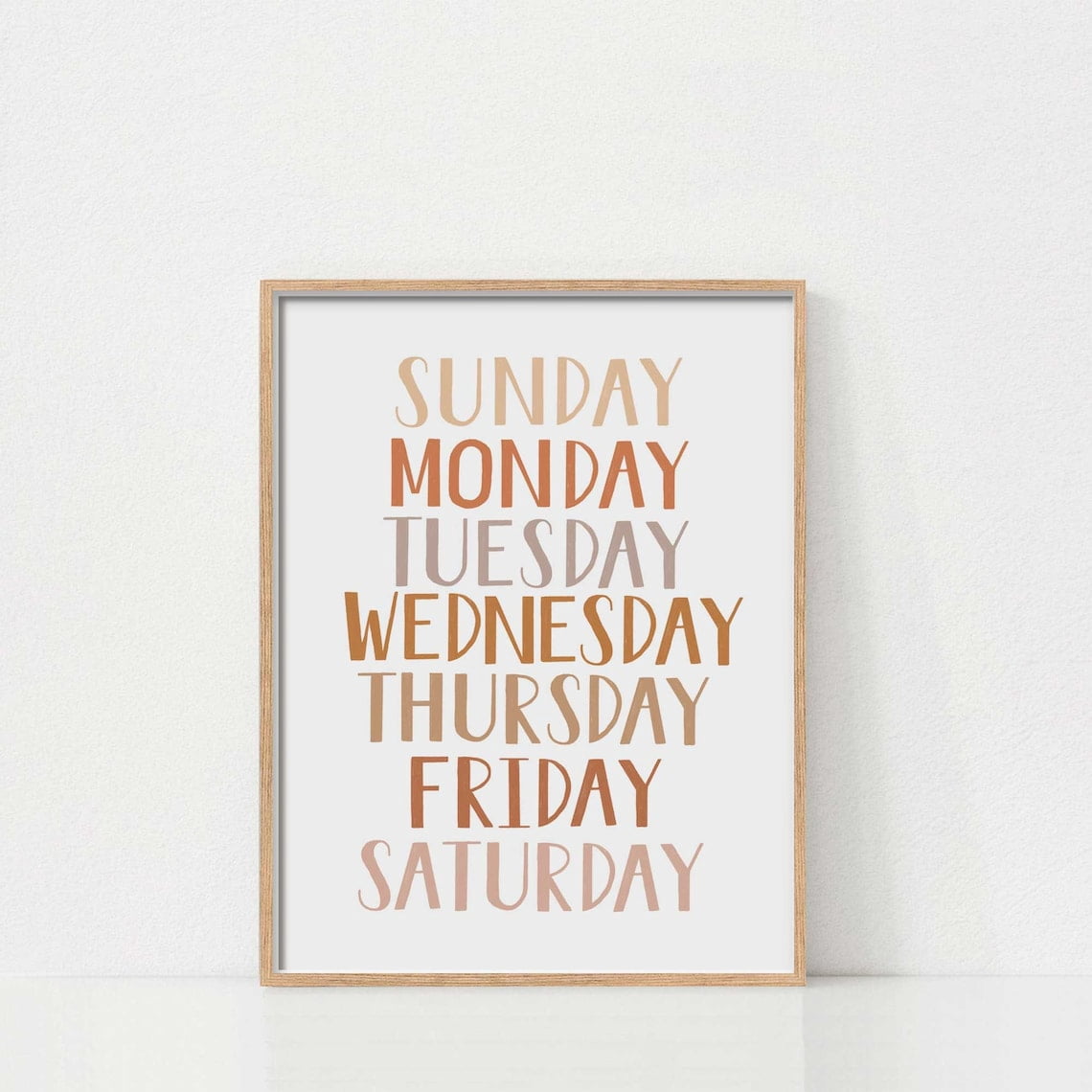 Nursery Poster Days Of The Week Neutral Boho Nurseryrainbow Art ...