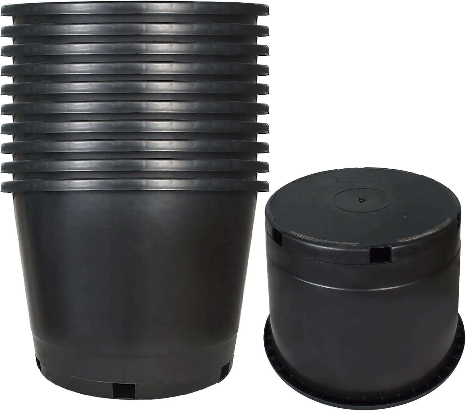 Nursery Pots Plastic Planter Pot - 10-Pack 10 Gallon Flower Pots with ...