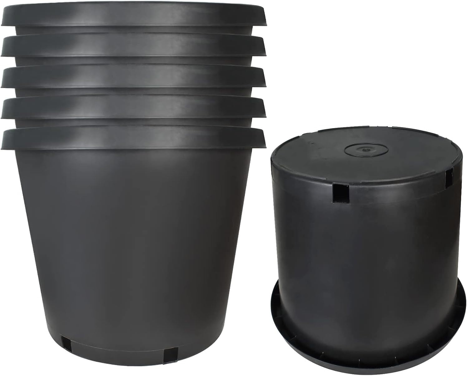 Nursery Pots Plastic Planter Pot - 5-Pack 15 Gallon Flower Plant Pots ...