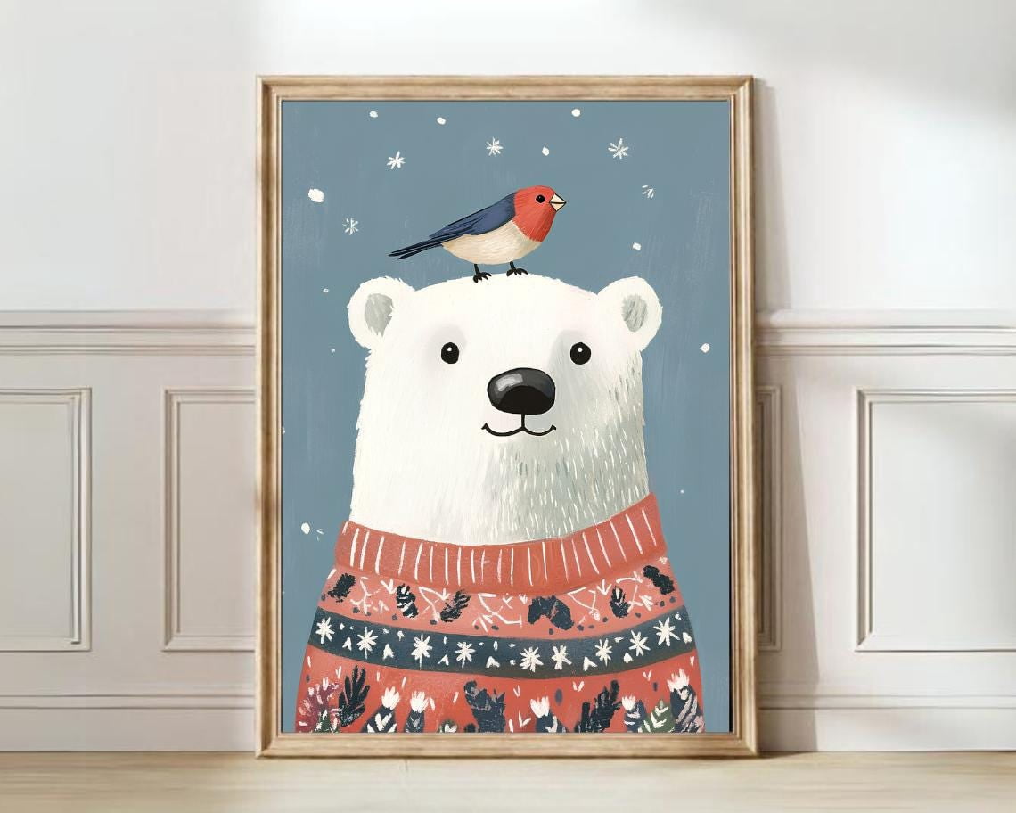Nursery Print Polar Bear Print Polar Bear Illustration Illustration ...