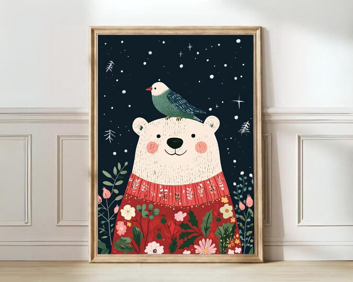 Nursery Print Polar Bear Print Polar Bear Illustration Illustration ...