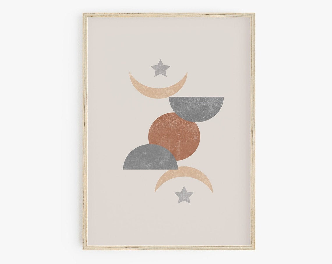 Nursery Print, Stars Moon Phases, Boho Nursery Decor, Boys Room Wall ...