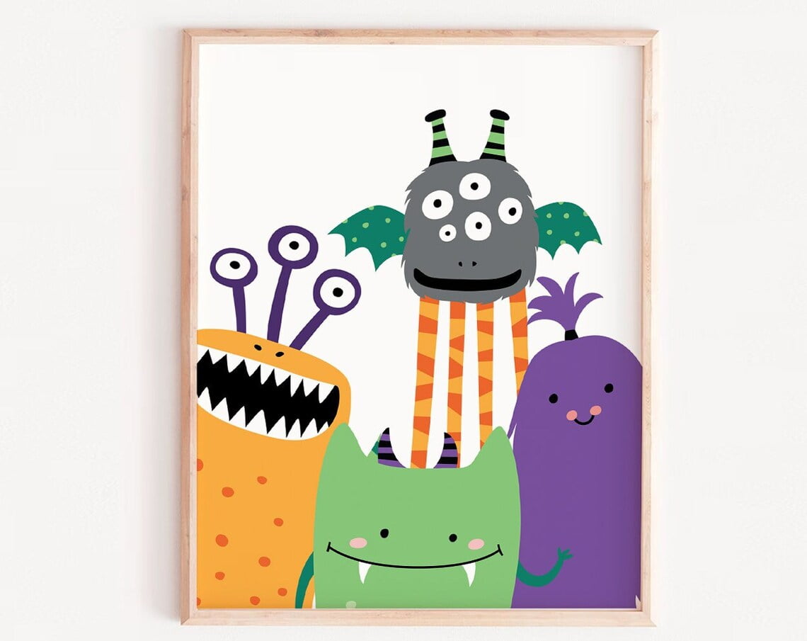 Nursery Prints Mosters Nursery Print, Boys Monster Print Set, Monster ...
