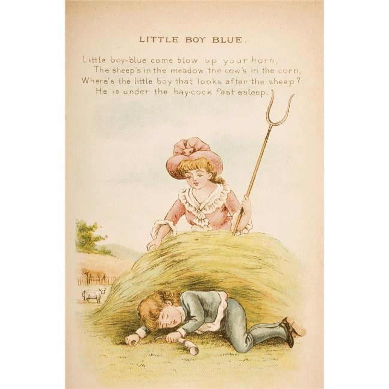 Nursery Rhyme & Illustration of Little Boy Blue From Old Mother Gooses ...