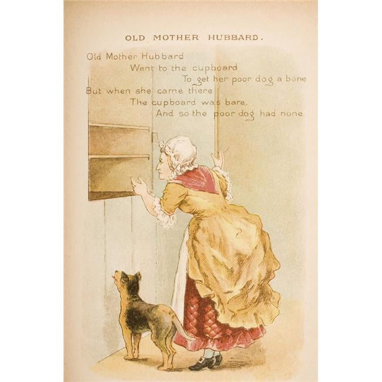 Nursery Rhyme & Illustration of Old Mother Hubbard From Old Mother ...