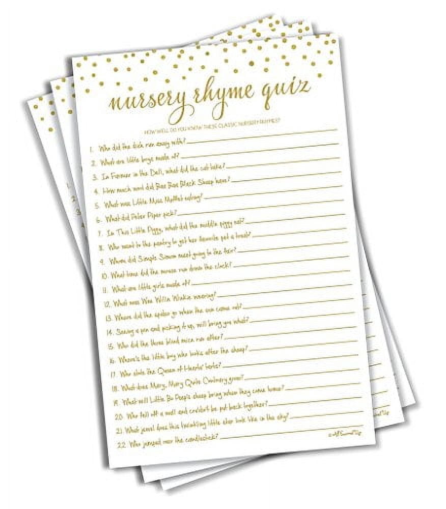 Nursery Rhyme Quiz Baby Shower Game