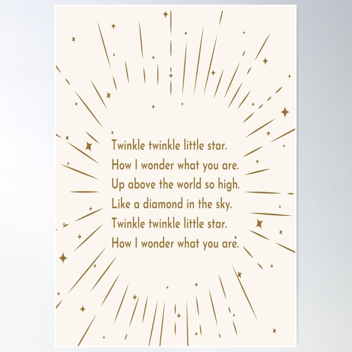 Nursery Rhyme - Twinkle Twinkle Little Star Poster Wall Art, Modern ...