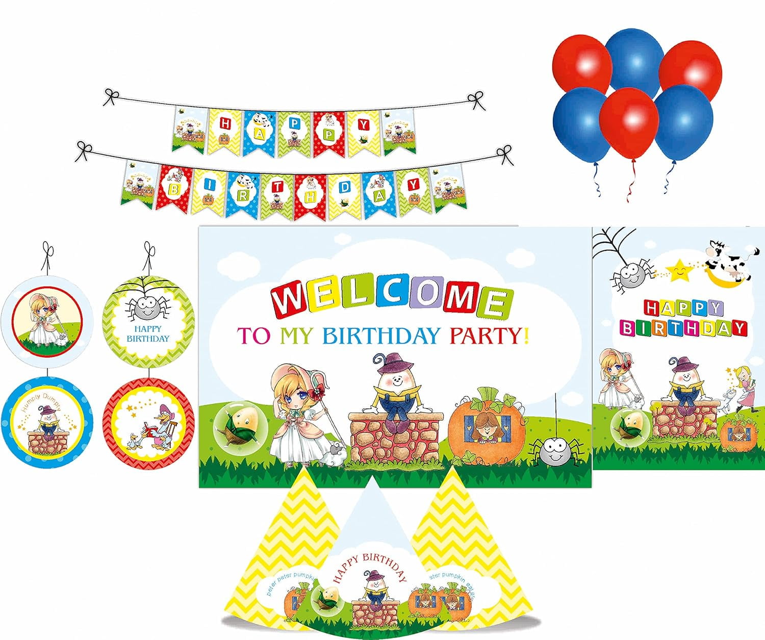 Nursery Rhymes Party Decorations Kit - 70 Pcs Includes Banner, Bunting ...