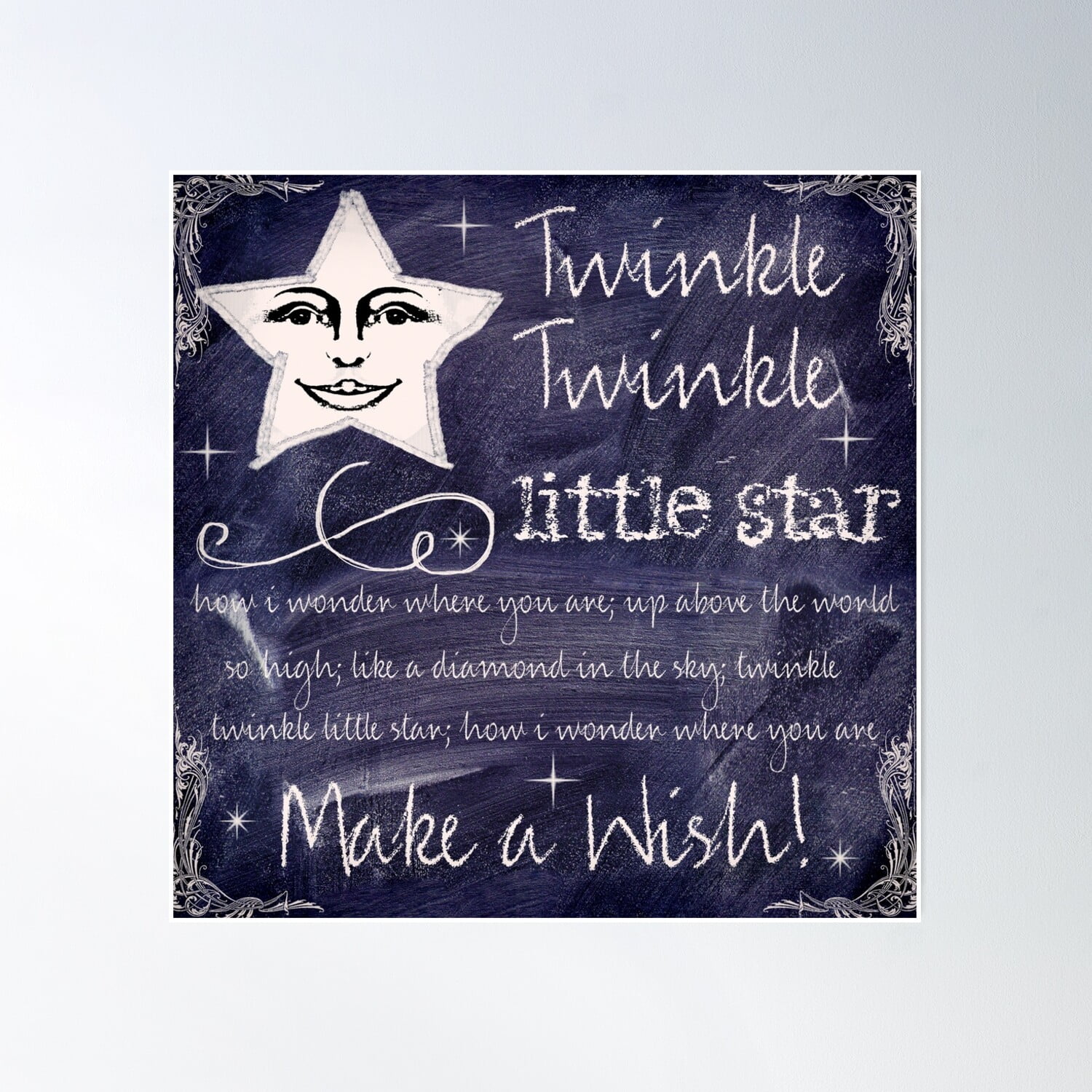 Nursery Rhymes Twinkle Twinkle Little Star Poster Wall Art, Modern Wall ...