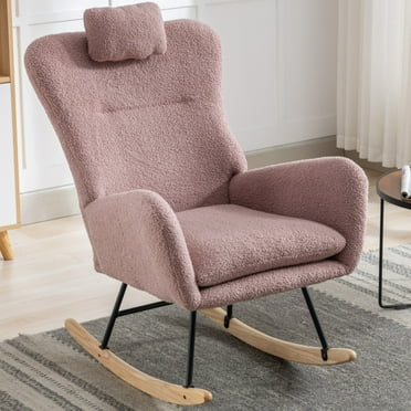 paproos Modern Teddy Fabric Rocking Chair, Accent Rocker Chair with ...