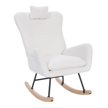 Costway Kids Rocker Chair, Velvet Upholstered Armchair for Nursery ...
