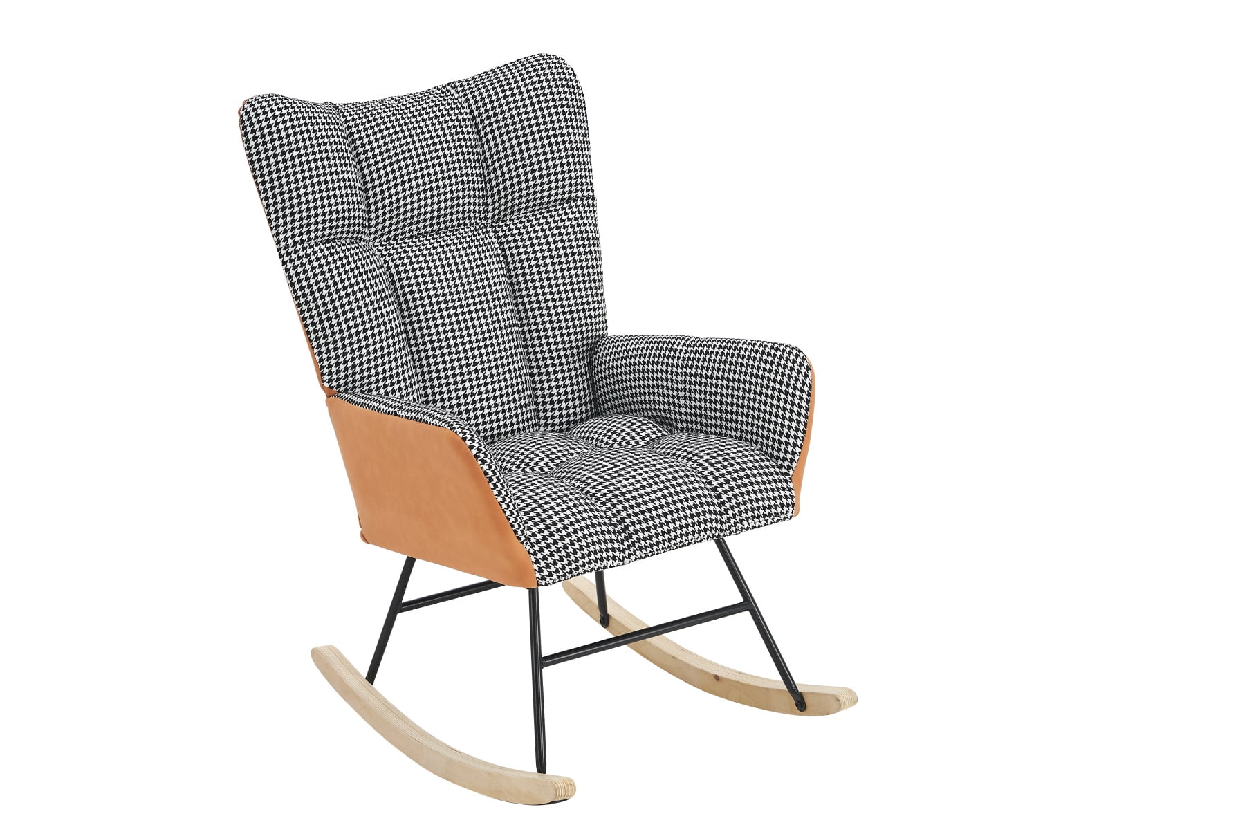 Nursery Rocking Chair, Fabric Upholstered Glider Rocker with High ...