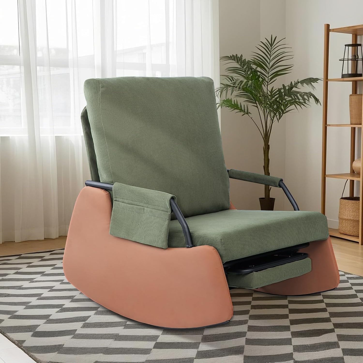 Nursery Rocking Chair, Foldable Adult Rocking Chair with Padded Plush ...