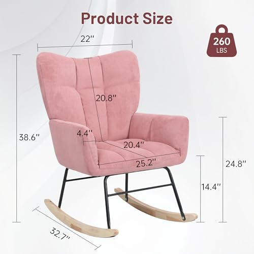 Nursery Rocking Chair, Glider Chair, Overstuffed Foam Seat, High Back ...