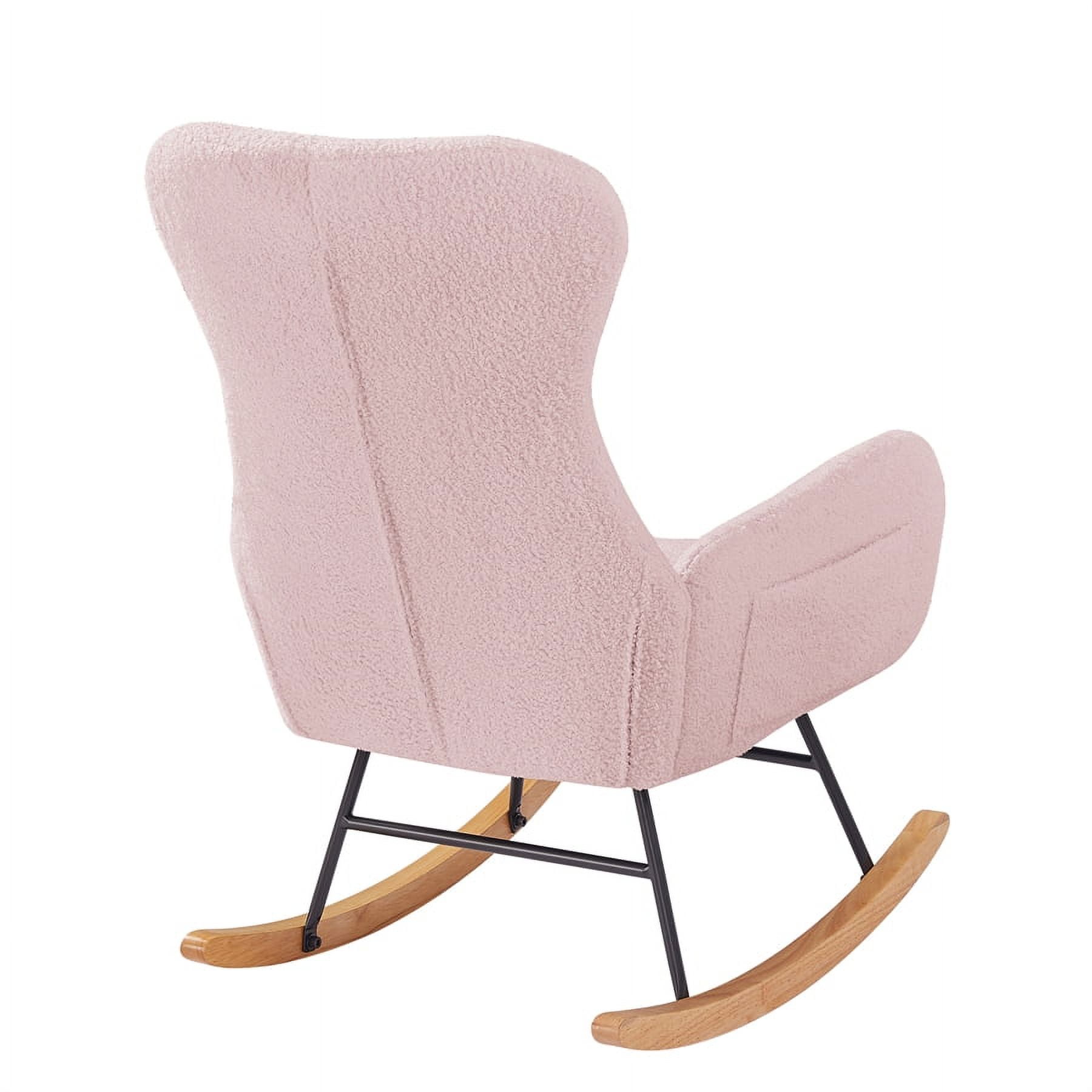 Nursery Rocking Chair, Modern Teddy Fabric Nursing Chair for Mom and ...