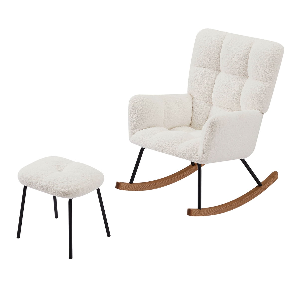Modern Nursery Rocking Chair with Ottoman for Mothers, Upholstered ...