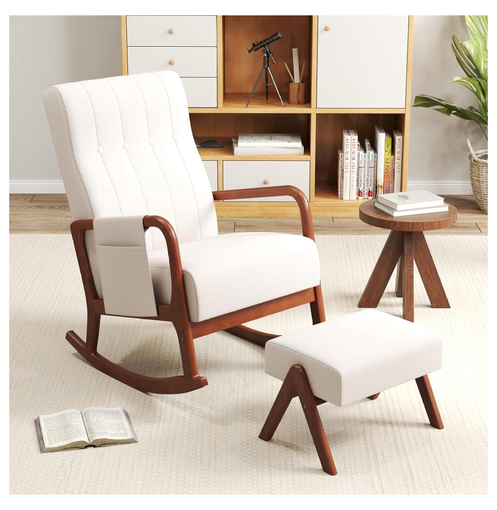 Nursery Rocking Chair with Ottoman, Upholstered Rocker Chair with ...