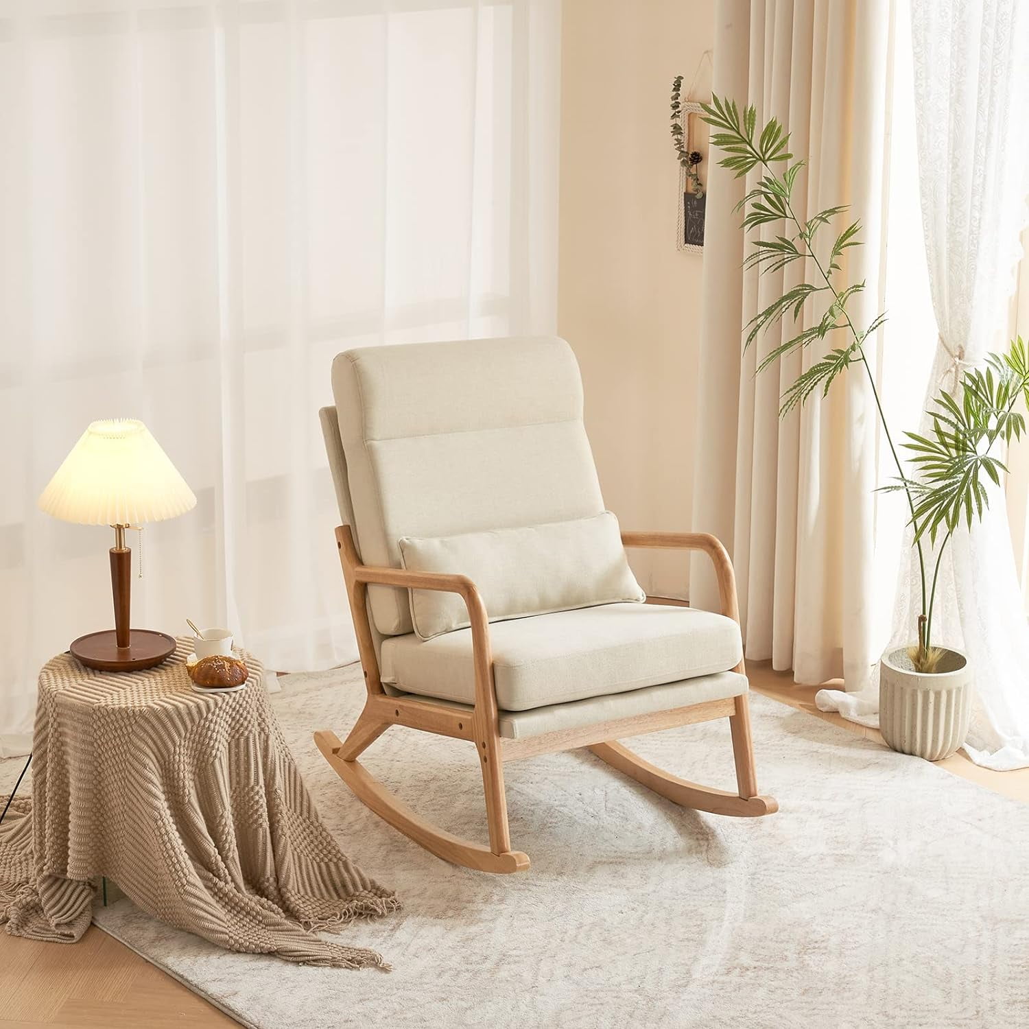 Nursery Rocking Chair Removable Glider Rocker High Backrest Rocking ...