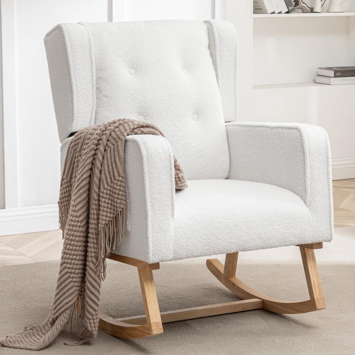 Nursery Rocking Chair, Rocking Chair with Side Pocket for Nursery ...