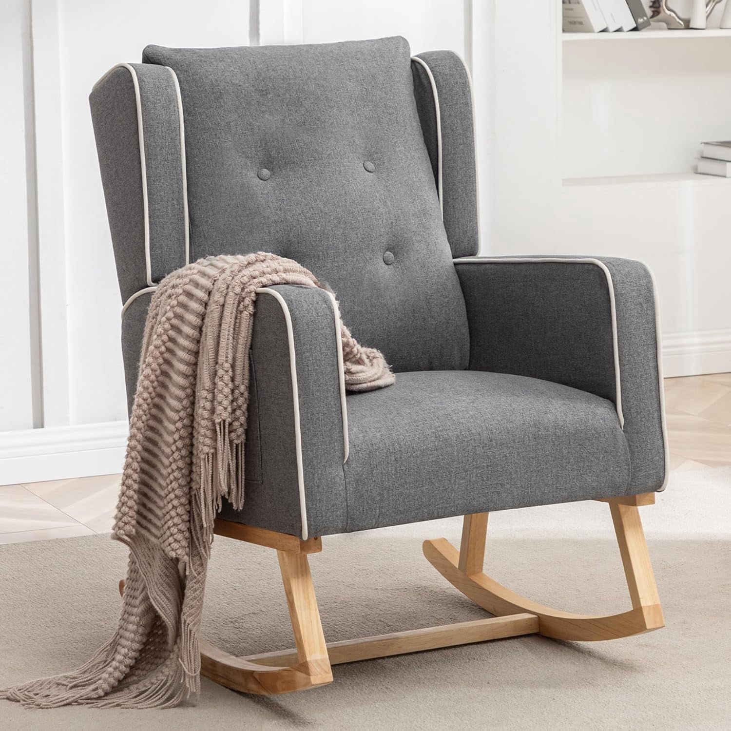Nursery Rocking Chair, Rocking Chairs with Side Pocket for Nursery ...
