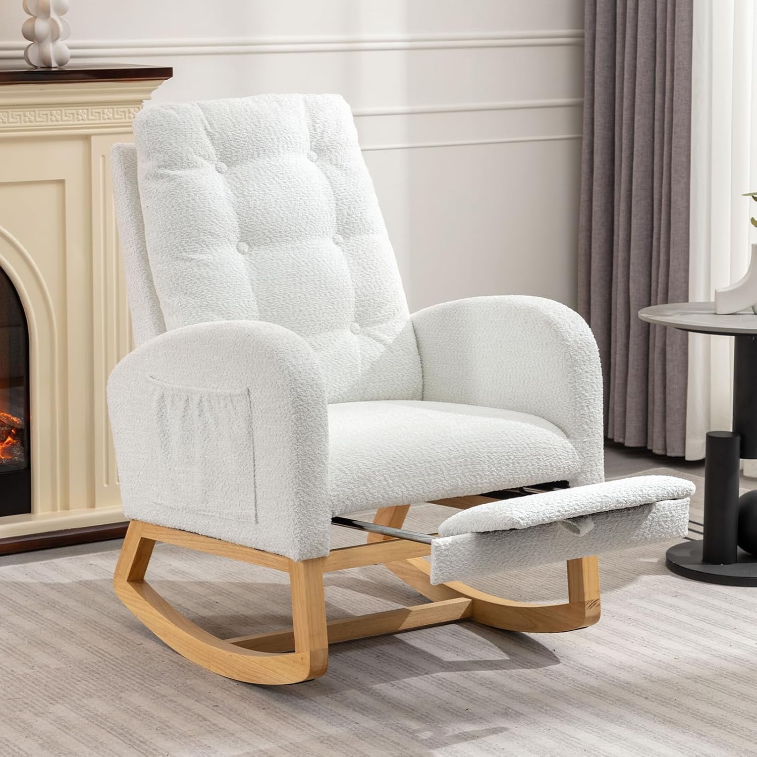 Nursery Rocking Chair,Rubber Wood Base Glider Rocking Chair with ...
