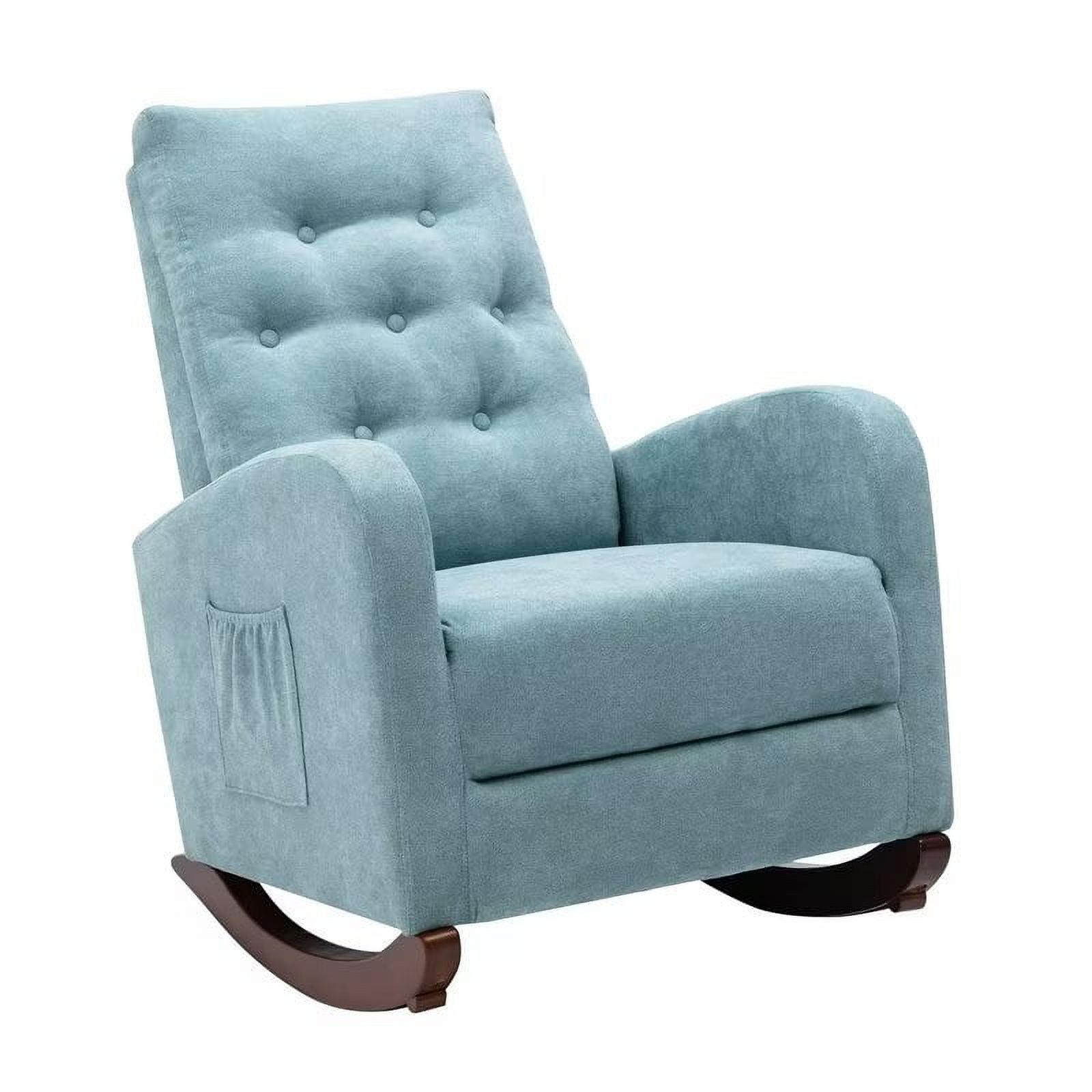 Nursery Rocking Chair with Side Pocket, Glider Rocker Chair with Button ...