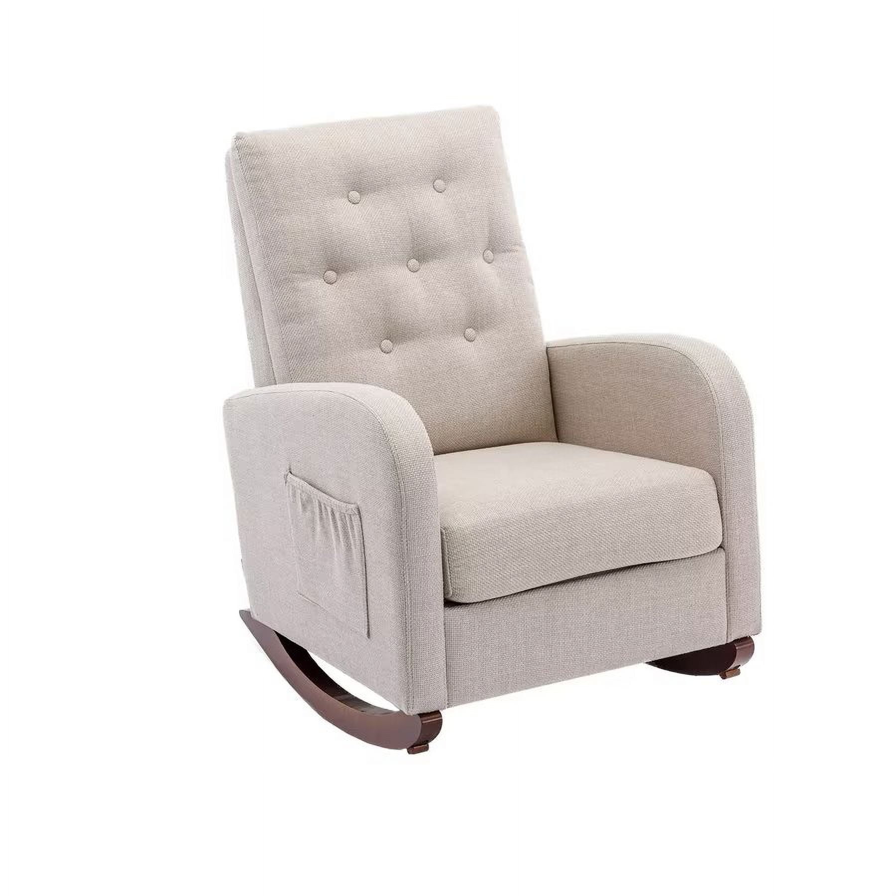 Nursery Rocking Chair with Side Pocket, Glider Rocker Chair with Button ...