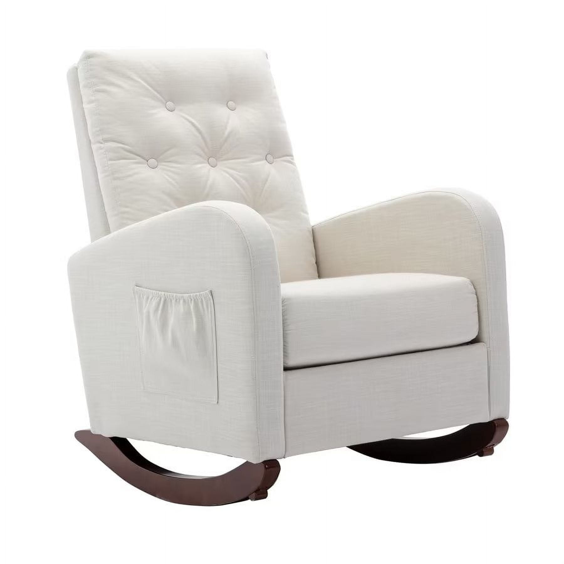 Nursery Rocking Chair with Side Pocket, Glider Rocker Chair with Button ...