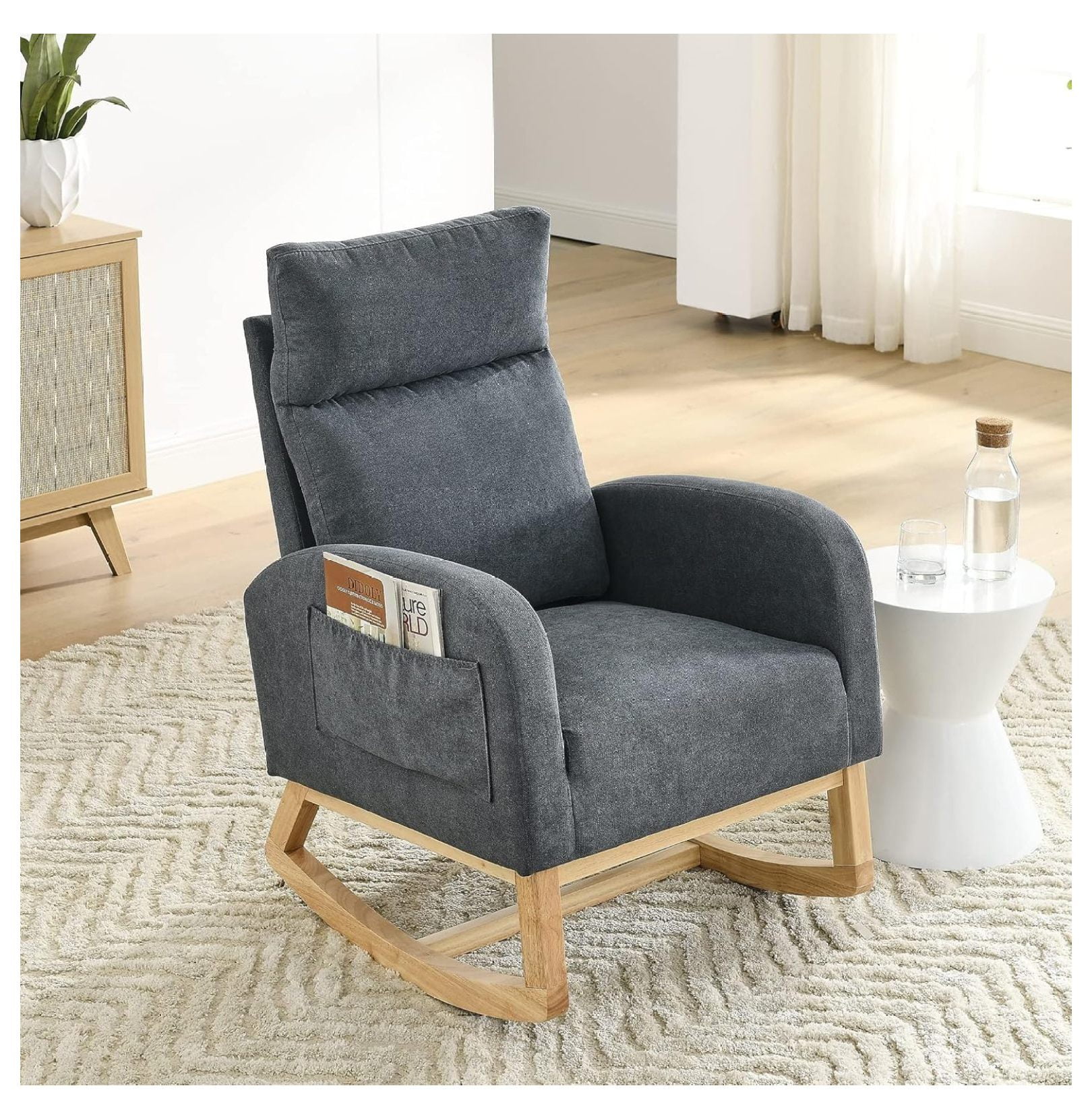 Nursery Rocking Chair with Solid Wood Legs, Glider Chair for Nursery ...