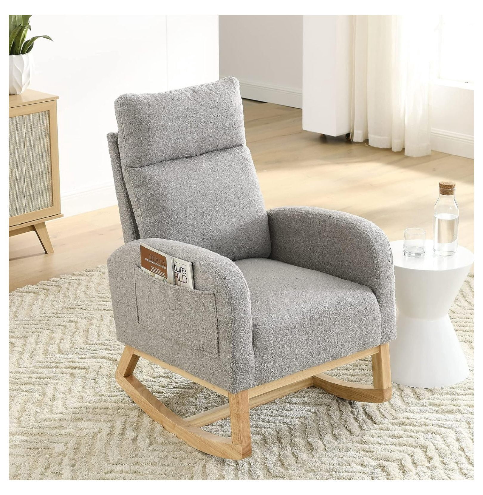 Nursery Rocking Chair with Solid Wood Legs, Glider Chair for Nursery ...