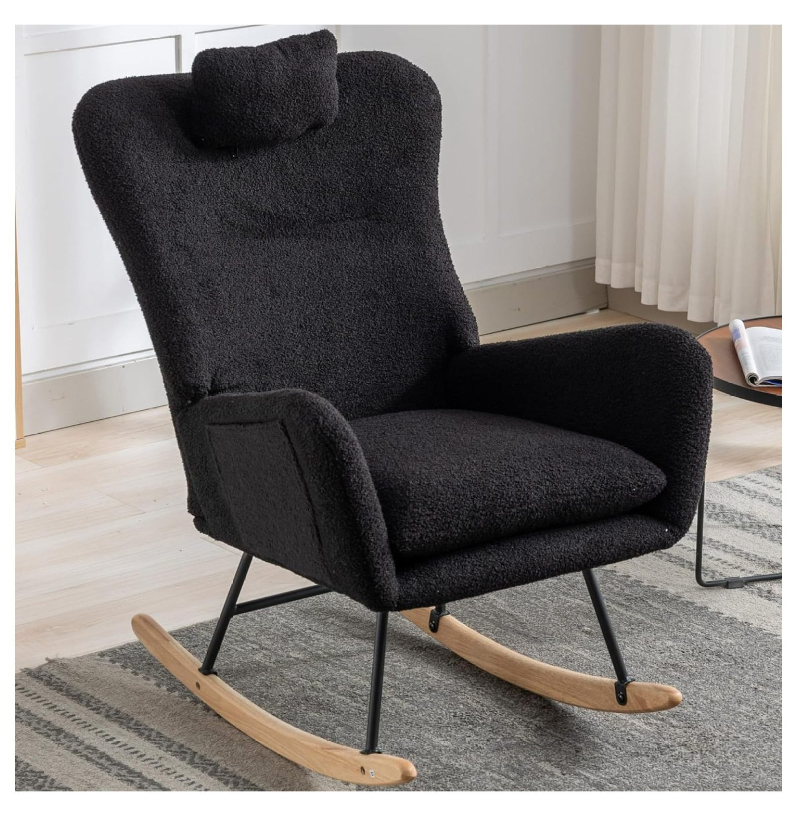 Nursery Rocking Chair, Teddy Upholstered Glider Rocker, Rocking Accent ...