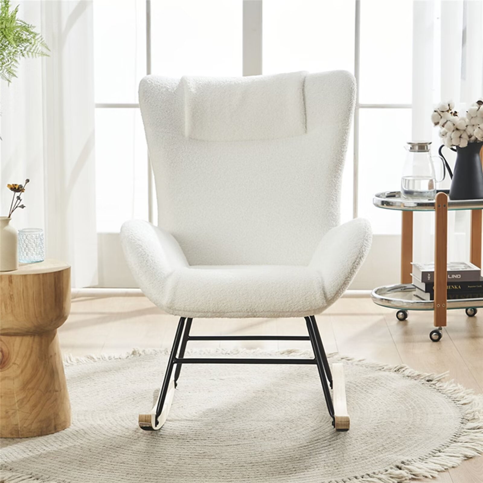 Nursery Rocking Chair, Teddy Upholstered Glider Rocker Accent Chair ...