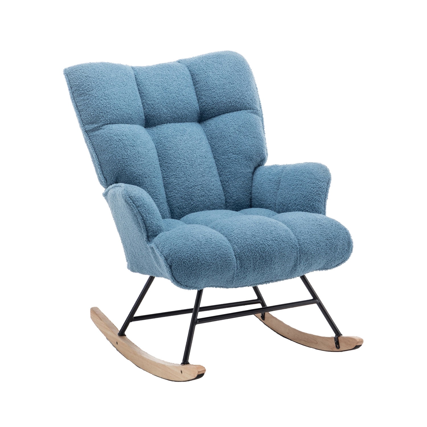 Nursery Rocking Chair Teddy, Upholstered Glider Rocker with High ...