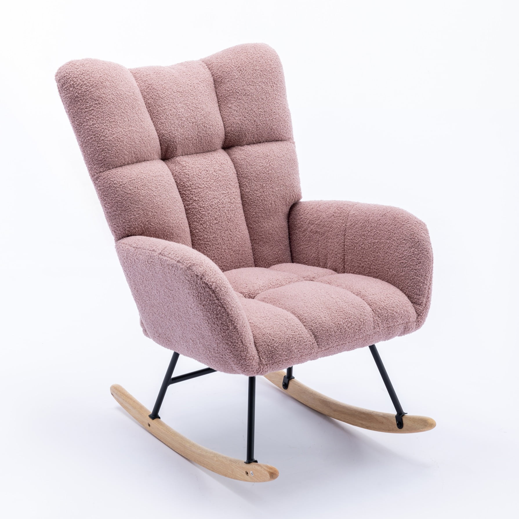 Nursery Rocking Chair Teddy Velvet Glider Rocker Armchair with High ...