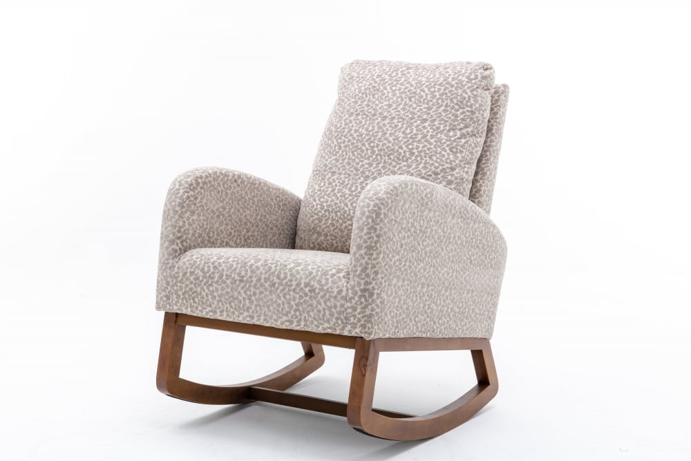 Nursery Rocking Chair, Upholstered Accent Armchair, Wooden Padded Seat ...