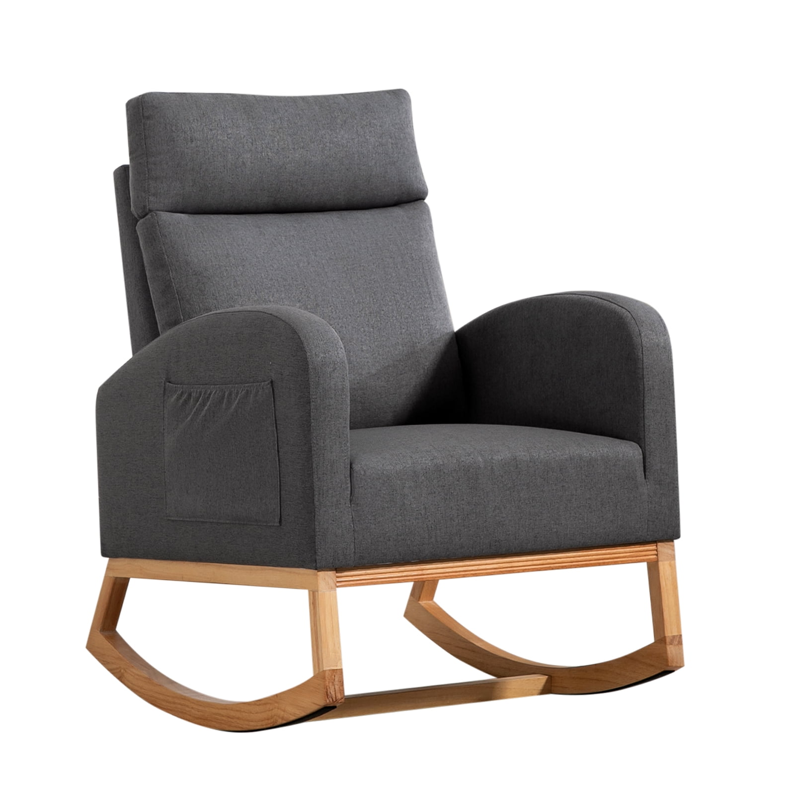 Nursery Rocking Chair Upholstered Glider Rocker with Side Storage ...