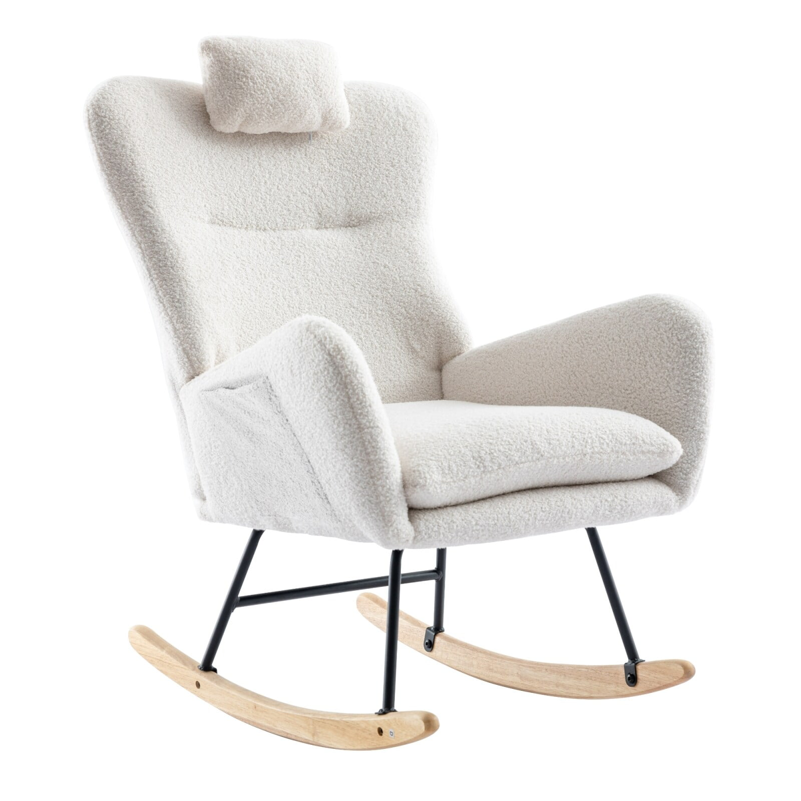 Nursery Rocking Chair for Nap, Modern Reading Chair with Pocket ...