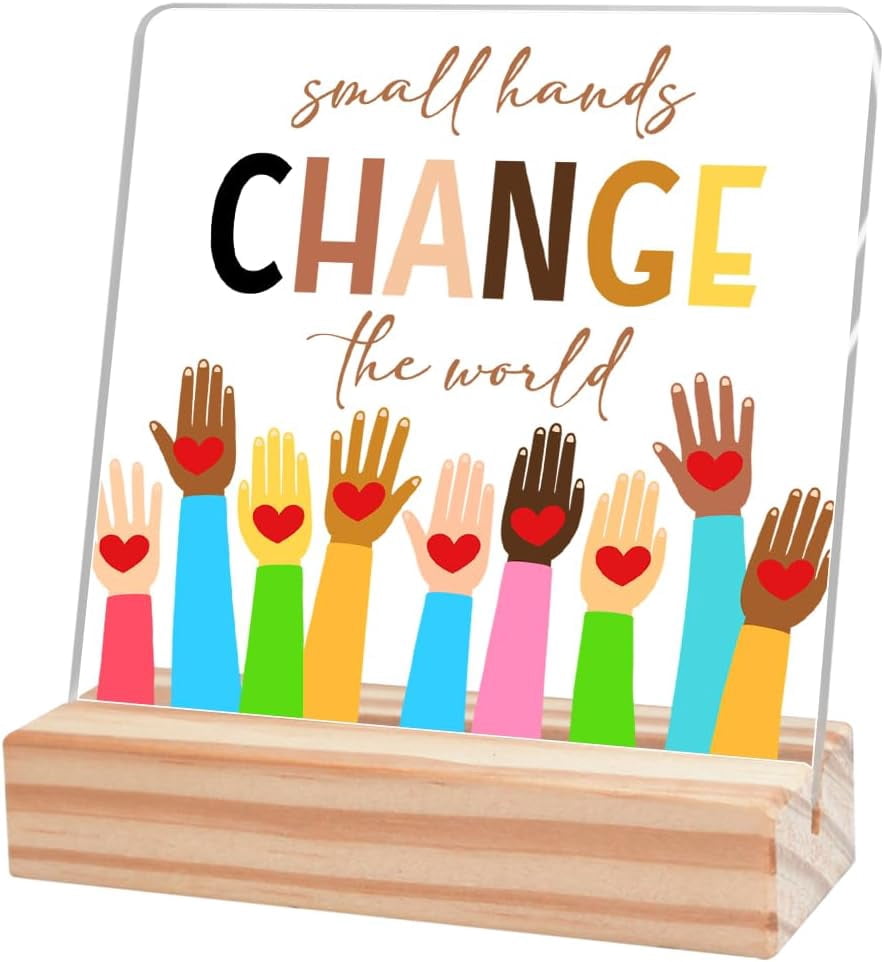 Nursery Room Table Sign,Small Hands Change the World Positive ...