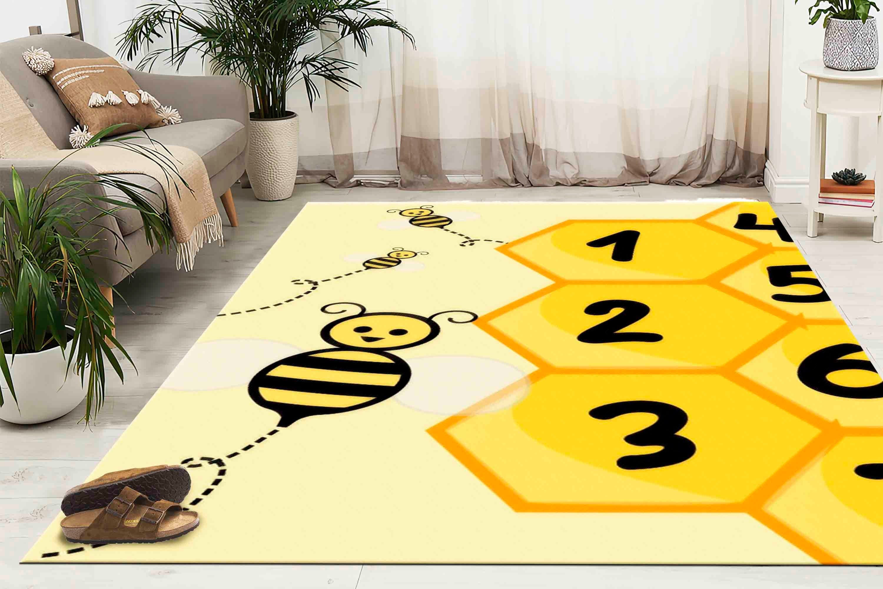 Nursery Rug, Yellow Rug, Home Decor, Bee Rug, Housewarming Gift ...