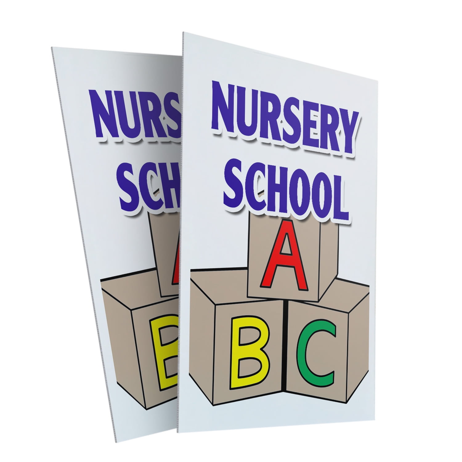 Nursery School (2-PACK) 24" x 36" Plastic Signs | Sign Insert 4mm ...