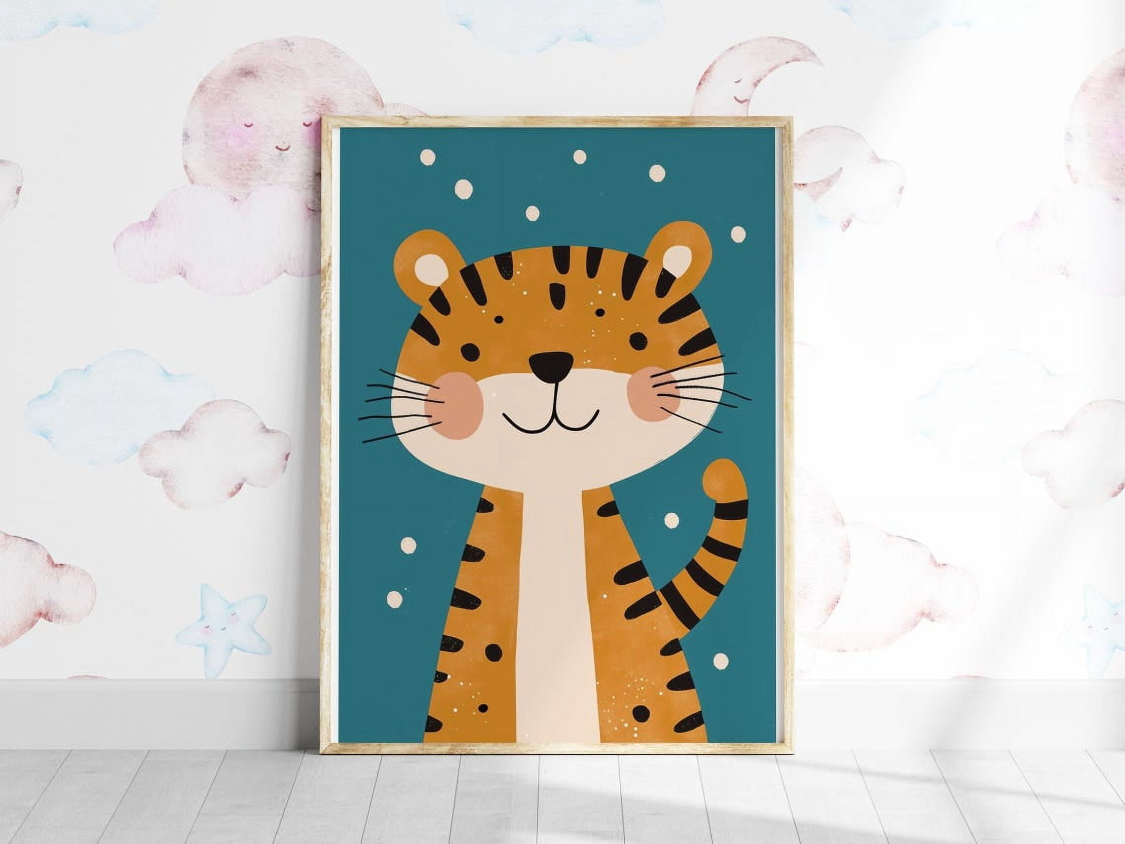 Nursery Tiger Wall Art, Cute Tiger Print, Colorful Tiger Poster, Kids ...