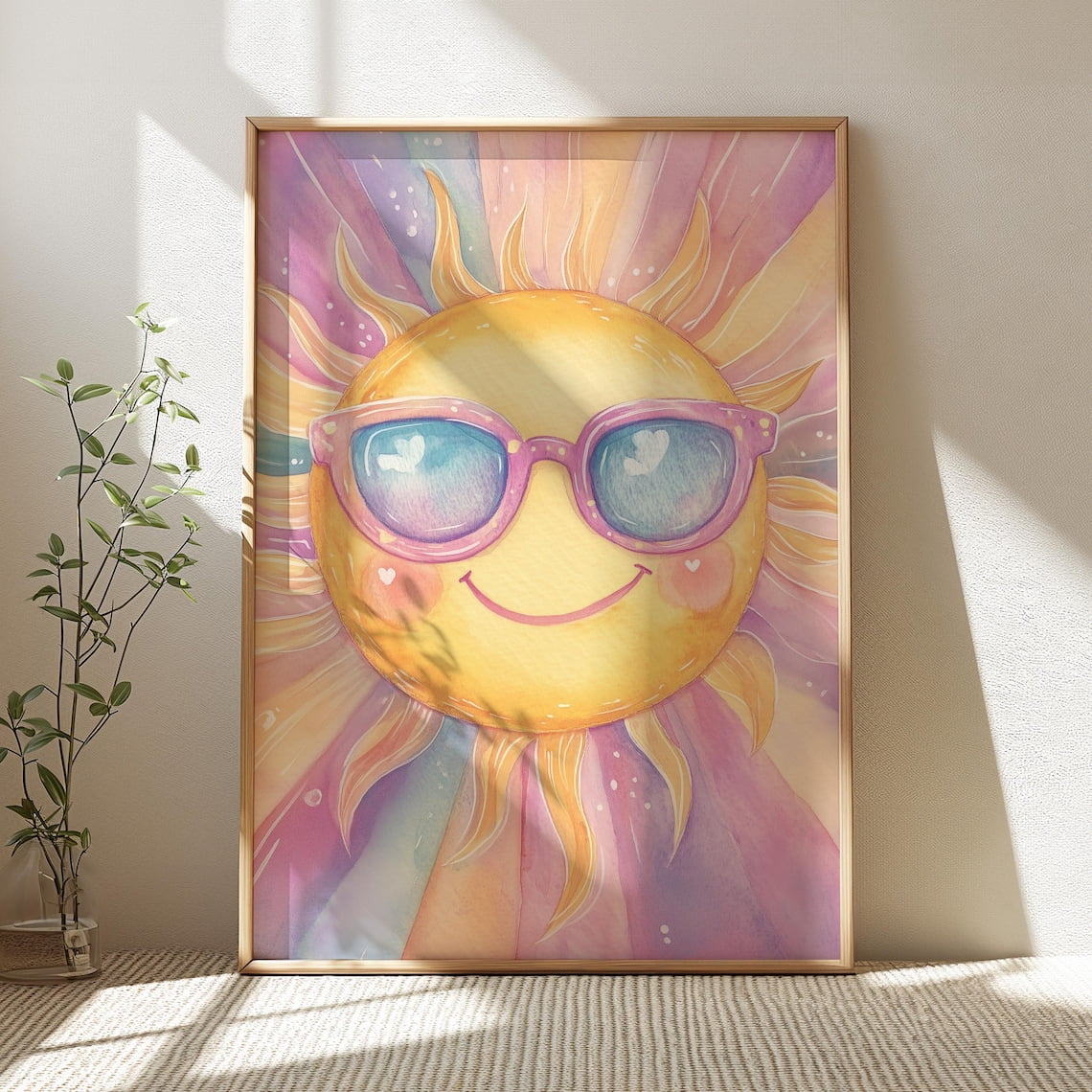 Nursery Wall Art, Bright Sun Print, Boho Sunshine Decor, Room Art, Baby ...